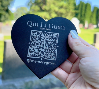 Memorygram QR Medallion: Includes Virtual Memorial & Voice Feature